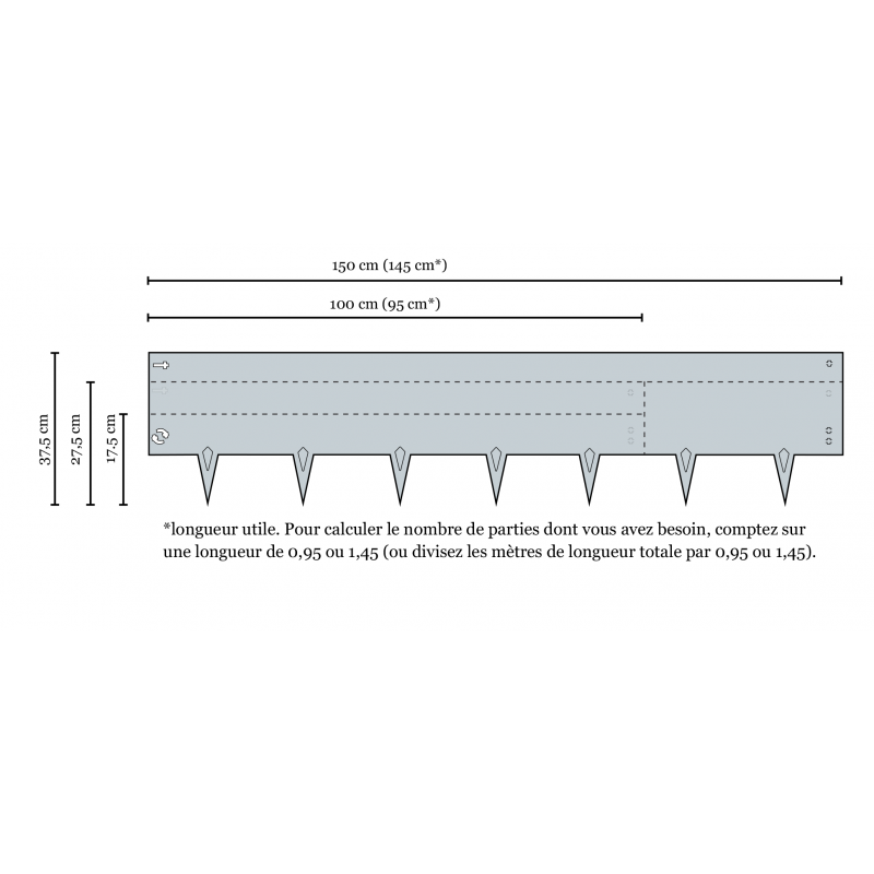 Kit de Bordures de jardin en métal flexible avec pics de fixation ...